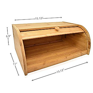 RoyalHouse Natural Bamboo Roll Top Bread Box Kitchen for Countertop Food Storage, Large, NO ASSEMBLY REQUIRED