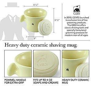G.B.S Shaving Set for Gentlemen, Premium Men's Grooming, Men Wet Shaving Set, Ceramic Ivory Shaving Soap Bowl with Shaving Brush, Stand and Natural Soap