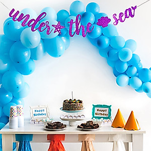 Under the Sea Banner Mermaid First Birthday Banner Under the Sea Decorations for Baby Shower Theme Birthday Party Supplies Photo Booth Props(Purple)