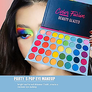 [Valentine`s Day Gift] Color Fusion Eyeshadow Palette Highly Pigmented 39 Shades Matte and Shimmers Makeup Palette, Blendable Waterproof Eye Shadow, Cruelty- Free Makeup Pallet, Full Face Eye Make Up Colorful Color Play