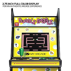 My Arcade Micro Player Mini Arcade Machine: Bubble Bobble Video Game, Fully Playable, 6.75 Inch Collectible, Color Display, Speaker, Volume Buttons, Headphone Jack, Battery or Micro USB Powered