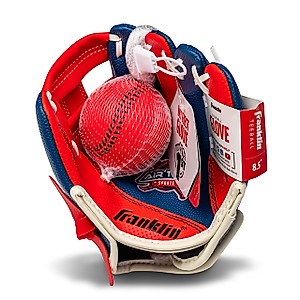 Franklin Sports Kids Baseball Glove - Air Tech Youth Tball Glove - Toddler + Youth Teeball, Baseball + Softball Mitt - Right Hand Throw - Navy/Red - 8.5"