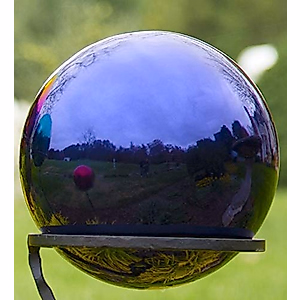 Plow & Hearth 52610-BL Stainless Steel Gazing Ball, IIndigo Blue