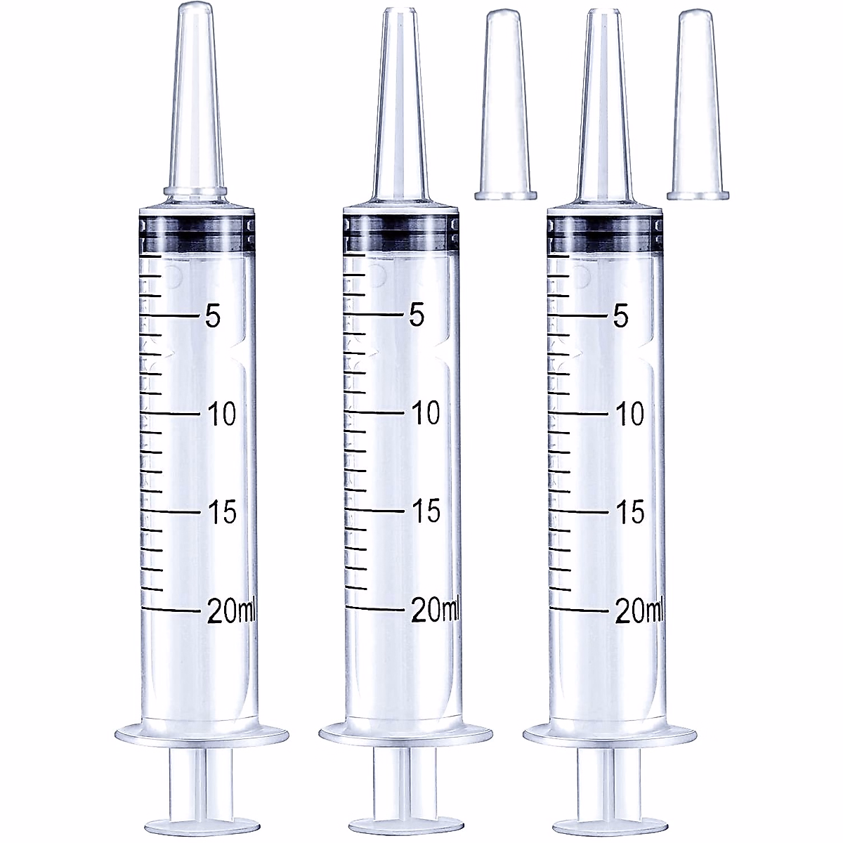 20ml Syringe for Liquid, Oral, Scientific Labs, Measurement, Dispensing, with Cap- 3 Pack 20ml Syringes