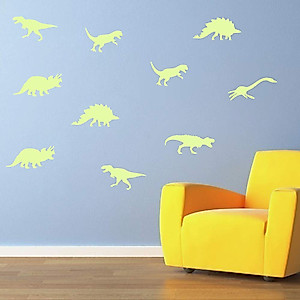 ufengke 9-pcs Dinosaurs Wall Decals Fluorescence Stickers Glow in The Dark, Children's Room Nursery Removable Wall Stickers Murals