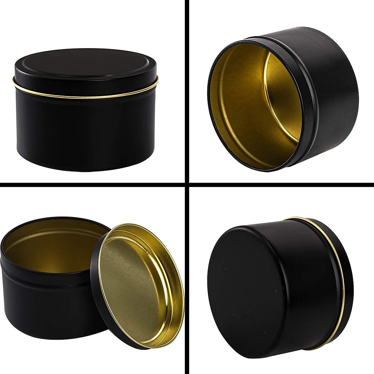 Frcctre 24 Pack Candle Tin, 8 Oz Black Metal Candle Jar with Lid, Bulk Candle Jar Candle Containers for DIY Candle Making, Arts, Crafts, Storage and Gifts