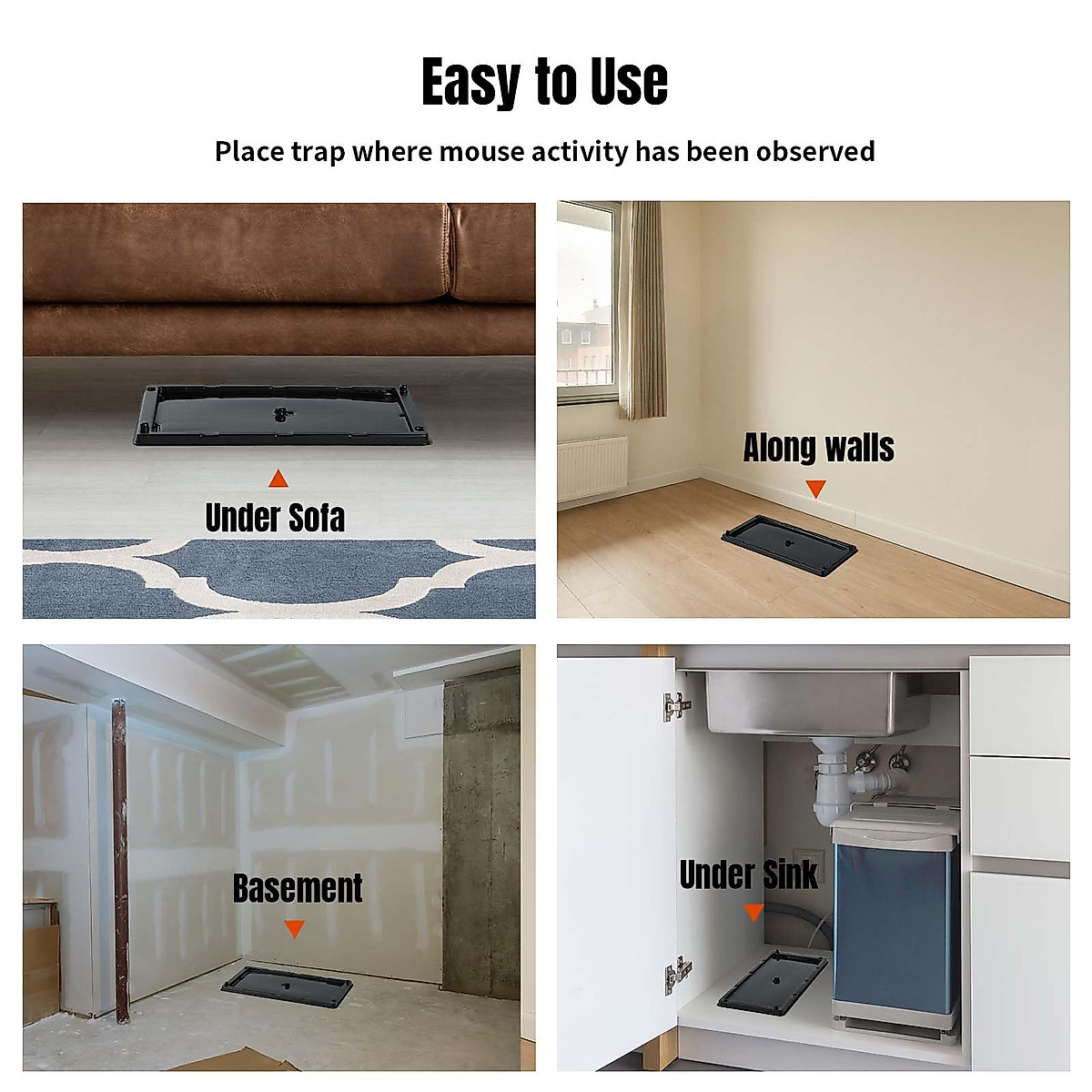 POPTRAP Rat Trap Heavy Duty & Large - 12 Pack, Super Sticky Mouse Trap with Ultra-Strong Glue, Mouse Glue Trap with Scent of Peanut Butter for Indoor & Outdoor, Non-Toxic & Long-Lasting