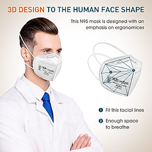 YQ YICHITA N95 Mask NIOSH Approved 25-Pack, Particulate Respirator N95 Face Masks Universal Fit - Individually Wrapped