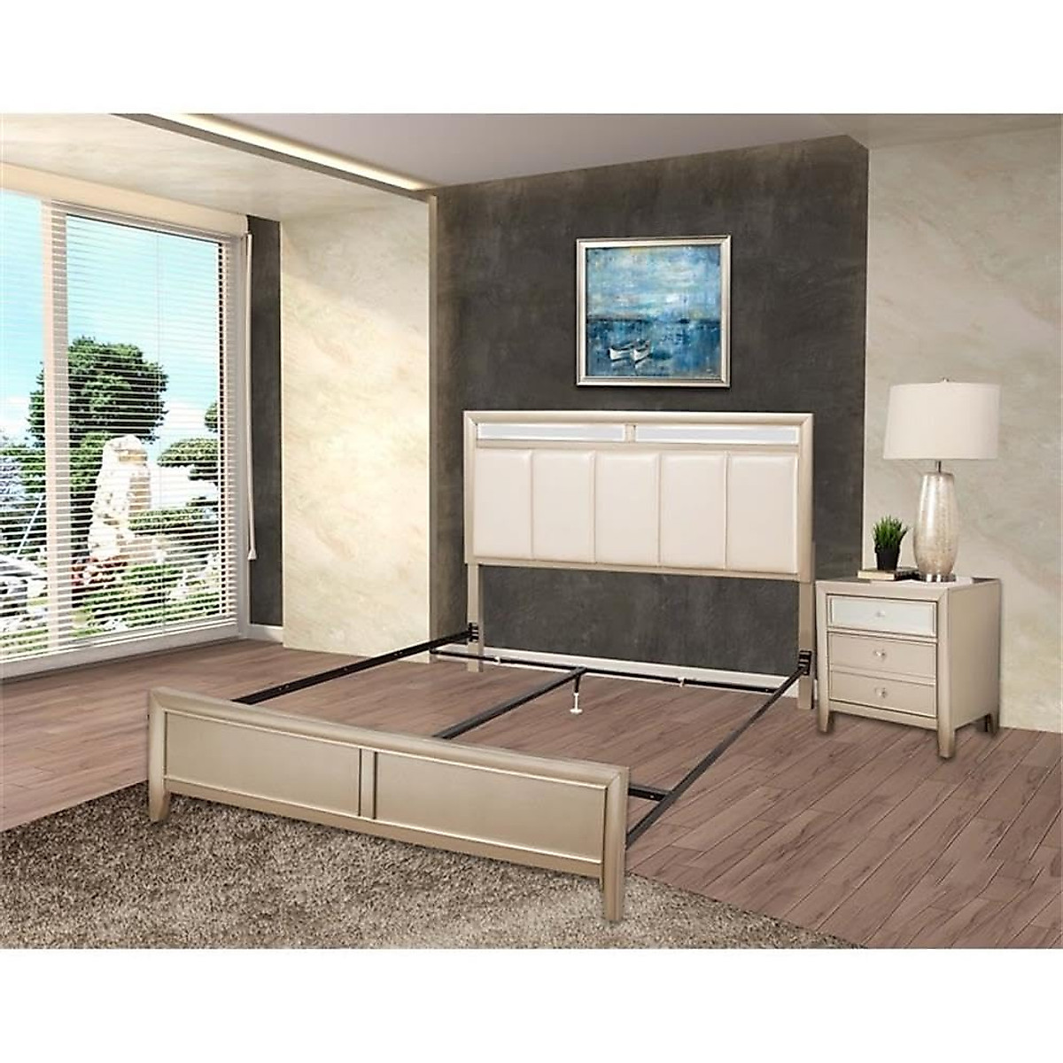 Hollywood Bed Frames Bolt on Bed Rail with Center Support/Crossarms/2 Legs/Adjustable Glides, 82-Inch, Queen/Eastern King