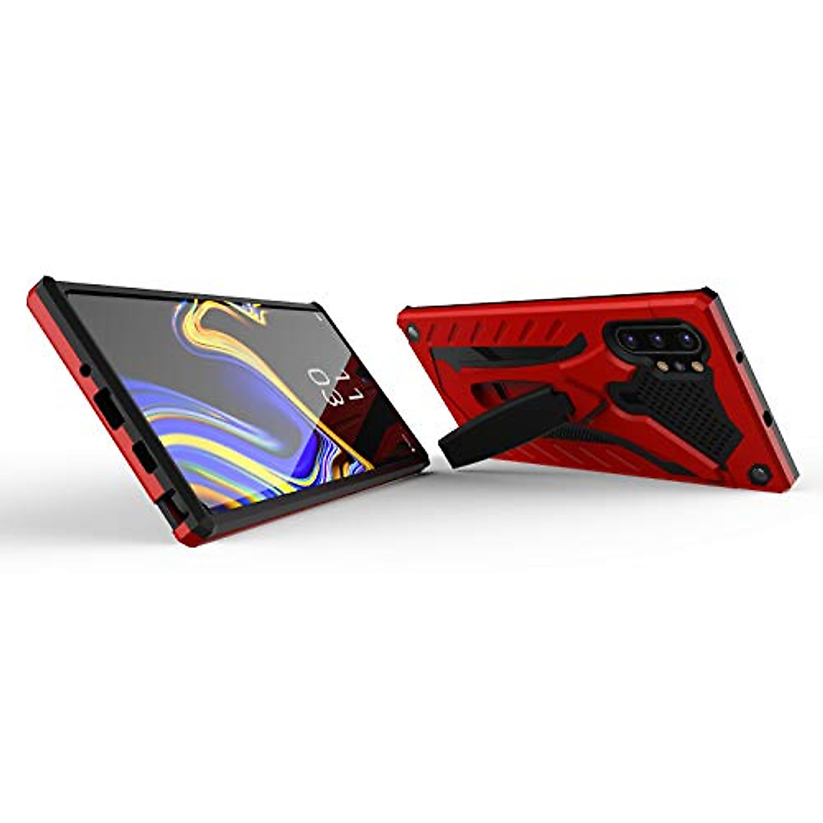 Kitoo Defender Designed for Samsung Galaxy Note 10 Plus Eco-Friendly Case with Kickstand, Military Grade Shockproof 12ft. Drop Tested - Red