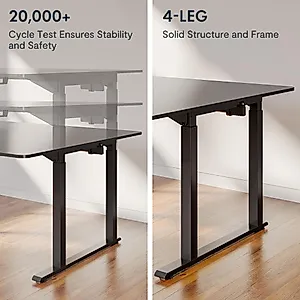 SANODESK L Shaped Standing Desk with Dual Motor 4-Leg Lift, Electric Height Adjustable Desk with Memory Presets for Home Office(71x32 Joint Boards,Black)