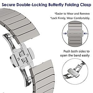 WINGLE for Apple Watch Ultra 2 Band 49mm 45mm 44mm 42mm Series 9 8 7 for Men, Stainless Steel Bands Metal Strap Wristband for Apple Watch iWatch Ultra/Ultra 2 SE 6 5 4 3 2 1 Link Women, Titanium