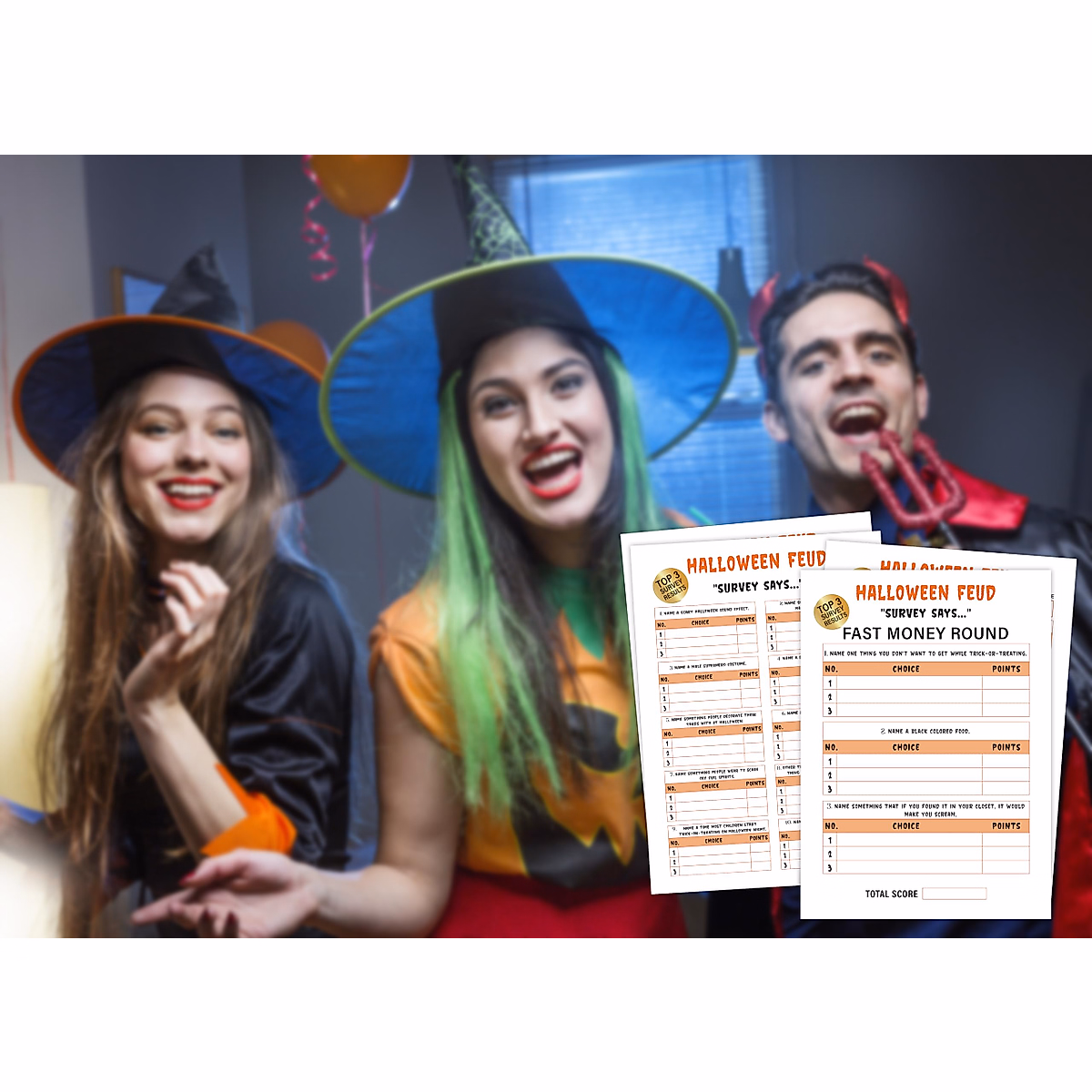 Halloween Friendly Feud Game - The Hilarious Party Game of Guessing Top Answers,Feud Game for Adults,Halloween Party Game,Classroom Game,Family Game Night,Team Ice Breaker Game-1