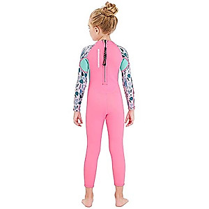 Kids Girls Boys Wetsuit Full Body Neoprene Thermal Swimsuit 2.5MM for Toddler Youth Children Teen, Long Sleeve Child Scuba Diving Surf Suit One Piece Sun Protection for Water Sports (Girl Pink, M)