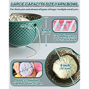 UCDRMA Yarn Bowl for Crocheting Large Yarn Holder Bowl, Round Crochet Bowl Ceramic Yarn Knitting Bowl for Bulky/Acrylic Yarn, Easy-to-use Knitted Yarn Storage Bowl, Ideal Knitting Crochet Gift