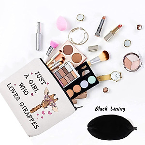 LEVLO Funny Giraffe Cosmetic Bag Animal Lover Gift Just A Girl Who Loves Giraffes Makeup Zipper Pouch Bag Giraffe Lover Gift (Who Loves Giraffes)