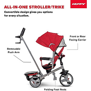 Huffy Malmö Luxe 4-in-1 Canopy Trike with Push Handle, Cup Holder & Rear Storage Red