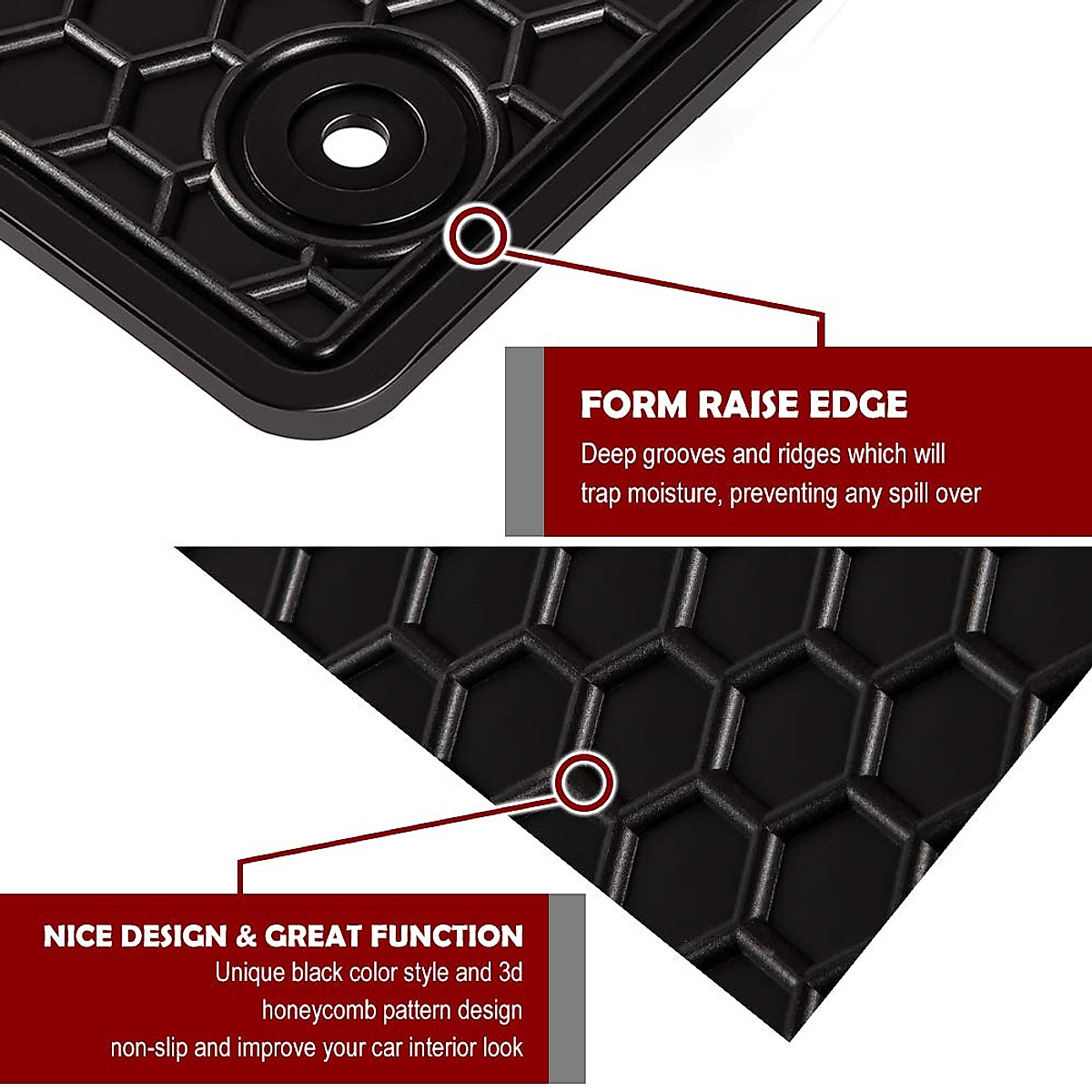 TeddyTT Floor Mats Compatible with Ford Fusion 2013 2014 2015 2016 2017 2018 2019 2020 2021 Heavy Duty Rubber Front&Rear Car Carpet Waterproof Custom Seasons Odorless all weather 2017-2022 Lincoln MKZ