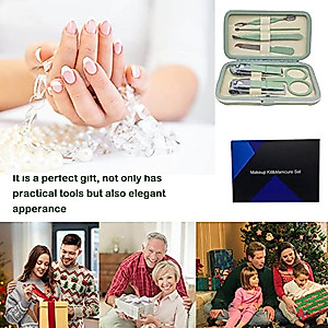 Manicure Set Nail Clippers Pedicure Kit -7PCS Stainless Steel Manicure Kit, Professional Grooming Kits, Nail Care Tools with Luxurious Travel Leather Case Gift Box Green