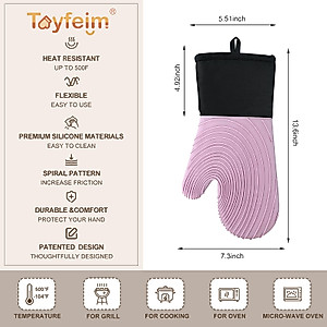 Tayfeim Silicone Oven Mitts - Oven Mitts Heat Resistant 500F 13.6 IN,FDA BPA-Free Soft Lining Grippy Design Waterproof Flexible Oven Gloves,Oven Mits Set for Cooking baking Kitchen Mittens Pot Holders
