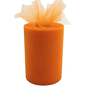 Tulle Fabric Roll | 6” by 100 Yards | Polyester Spool for Crafts Decorations Tutu Weddings Costumes Skirts Parties Gift Bow and More – by Craft Forge (Orange)