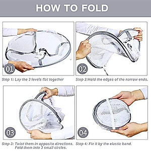 SNOMEL (2 Pack) 3-Tier Folding Clothes Drying Rack, Windproof Foldable Cloth Dryer with Fixing Band, Collapsible Hanging Laundry Rack for Sweater - Outdoor, Indoor, Potable