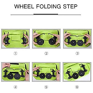 Foldable Shopping cart with Wheels for Grocery Collapsible Shopping Bags Removable Bag Bigger Waterproof Shopping Bag