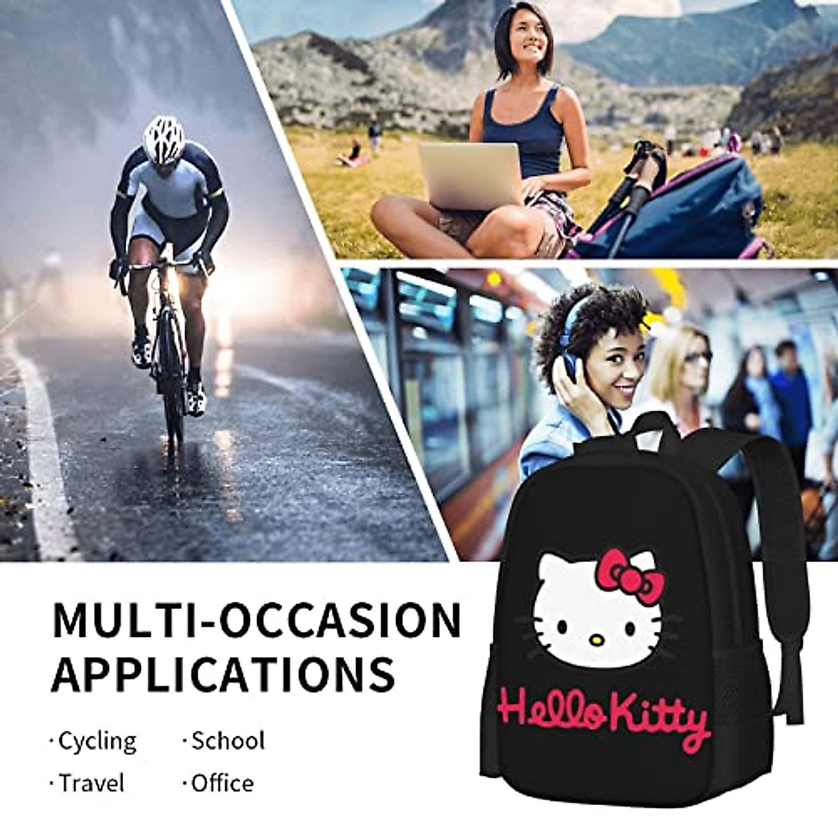 Hipeya Pink Backpack For Teens, Cute Anime Large Capacity Daypack Casual Travel Bag Youth With Storage, One Size