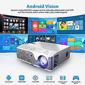 CXDTBH Full 1080P Projector LED Native 1920 x 1080P 3D Home Theater Smart Phone Beamer ( Size : Android Version )
