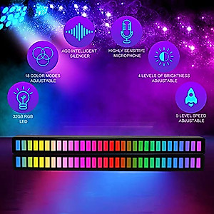 YUZGCZ RGB Rechargeable Sound Control Light,Voice-Activated Pickup Music Rhythm Lights,Creative Colorful LED Ambient Light,with 8 Modes Music Sync 32Bit Audio Spectrum Light for Car,Gaming(2 Packs)