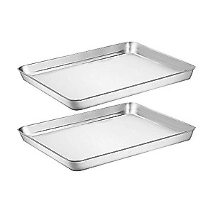 Baking Sheet Cookie Sheet Set of 2, Umite Chef Stainless Steel Baking Pans Tray Professional 12 inch, Non Toxic & Healthy, Mirror Finish & Rust Free, Easy Clean & Dishwasher Safe