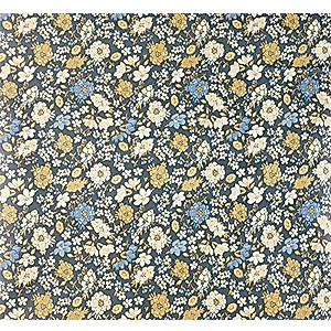 HDsticker Self Adhesive 70's Vintage Dark Floral Shelf Liner Contact Paper Peel and Stick Vintage Floral Wallpaper for Walls Cabinets Dresser Drawer Furniture Decal Removable 17.7X117 Inches, Blue