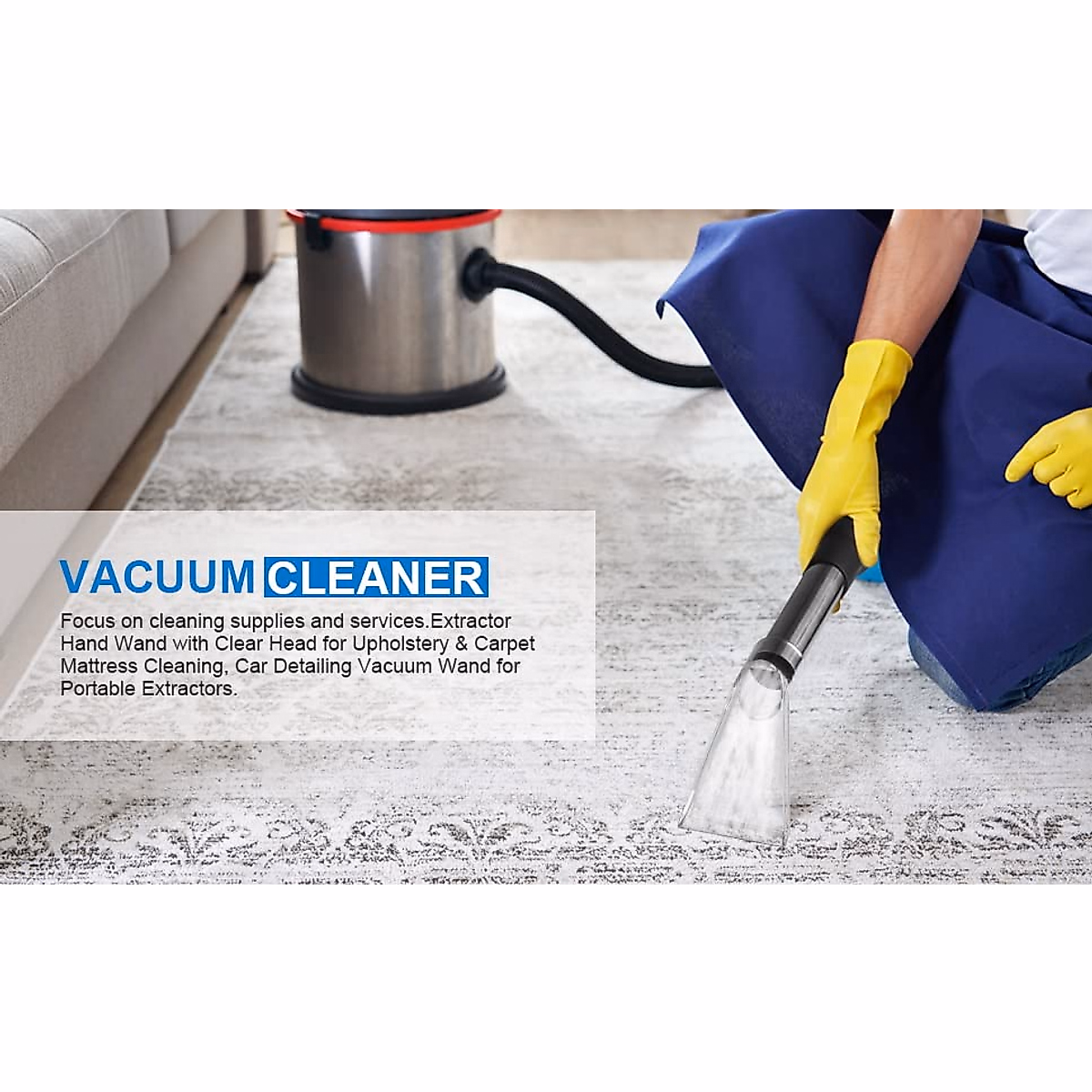 TunaMax Extractor Tool Hand Wand with Clear Head for Upholstery & Carpet Cleaning, Car Detailing Vacuum Wand for Portable Extractors & Truckmounts | Turn Shop Vac into an Extractor