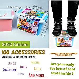 FINOCLAY Slime Kit for Boys Girls, Over 100 Accessories with 24 Non Sticky Premade Slimes in Gift Container, Galaxy, Unicorn Fluffy, Glow in Dark, Glitter, Charms, Fidget Pack Slime Set Party Toy