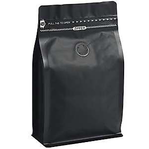 Pack of 50 1 LB Black Color Foil Coffee Bags - High Barrier Aluminum Foil - Flat Bottom Coffee Pouches with Degassing Valve, Food Storage Bags with Rsealable Zipper & Easy Open Tape (50 Pieces,