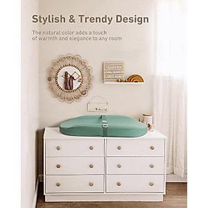 Contoured Changing Pad with Soft & Washable Cover, Waterproof Lining Foam Baby Changing Table Pads for Dresser Top, Secure with Security Strap and Two High Curved Sides, 32”×16”, Sage Green