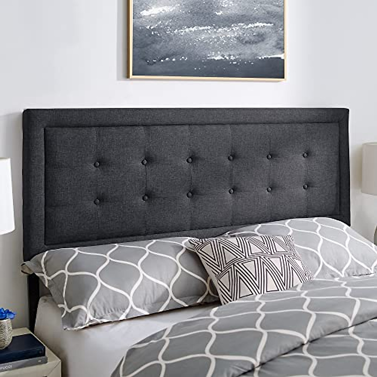 Classic Brands Madigan Tufted Upholstered Headboard, Dark Grey, Full