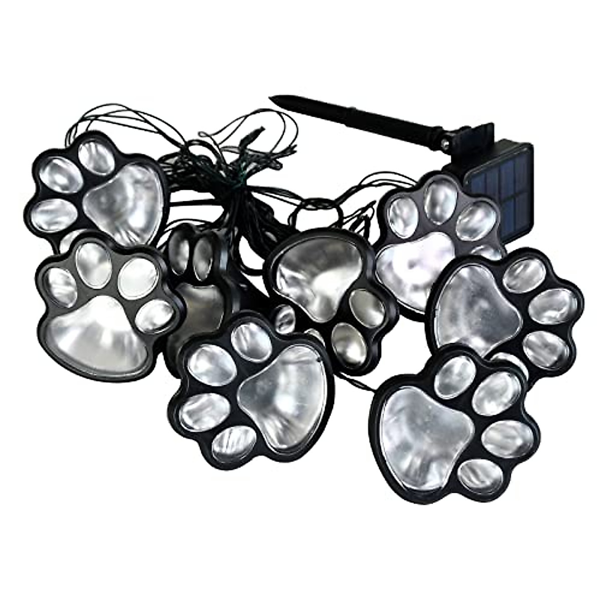 Paw Print Solar Lights – Solar String Lights Outdoor Waterproof LED (Set of 8), Dog Cat Decorative Lamp, Pet Print Path Lights, Vibrant Garden Solar Lights, Gifts for Pet Lovers(Warm White Paw Print)