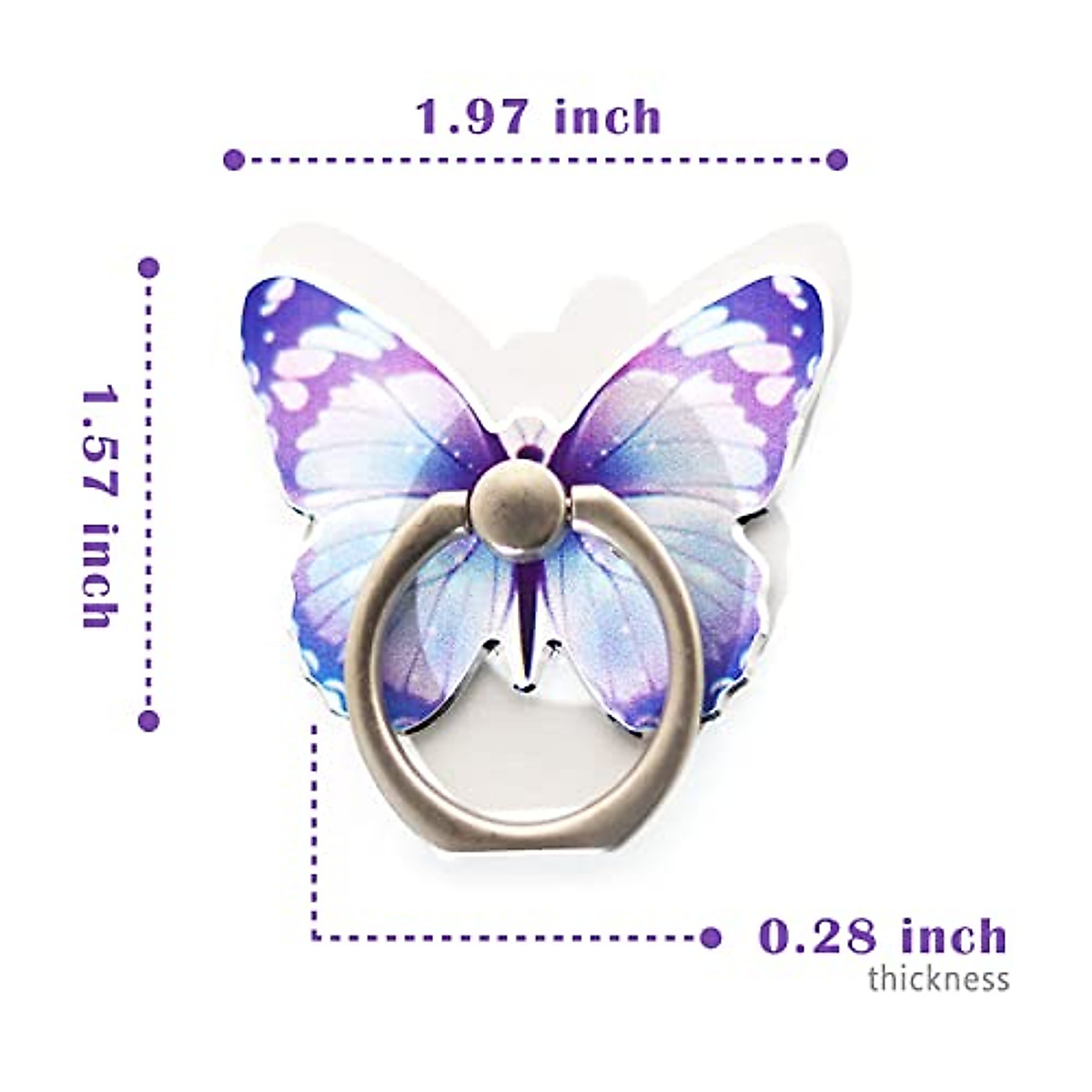 4 Pack Cute Butterfly Cellphone Stand Set, Butterfly Cell Phone Ring Holder, 360°Rotation Phone Ring Grip Compatible with All Smartphones Tablet(Pink, Yellow, Purple, Green)