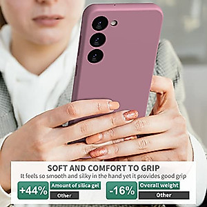 SURPHY Designed for Galaxy S23 Case with Screen Protector (6.1 inches), Camera Protection & Soft Microfiber Lining, Liquid Silicone Phone Case for S23 (2023 Released), Lilac Purple
