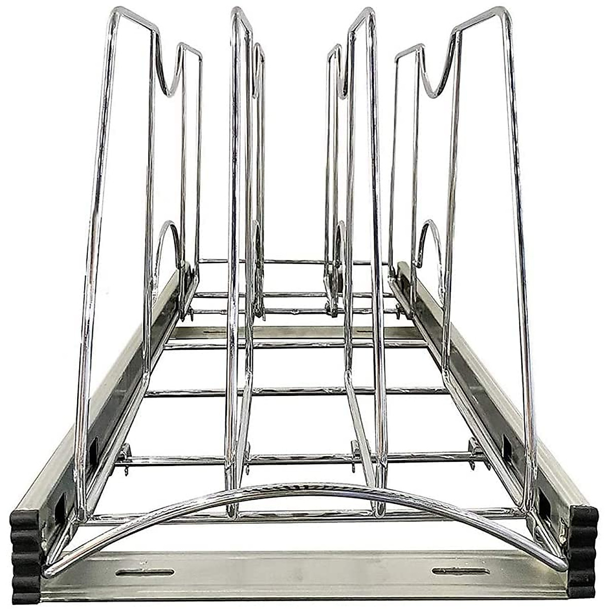 Slide Out Organizer for Cutting Board, Pan, Bakeware, and Tray - Pull Out Kitchen Cabinet Rack - (11W x 22D x 11.8H inch, Chrome)