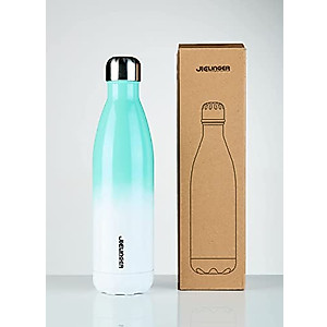 JIELINGER Insulated Stainless Steel Water Bottle -Vacuum Double-Walled Thermos 17Oz - Reusable Metal Water Bottle - Leak-Proof Sports Flask BPA-Free – (Teal shadow, Small)
