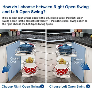 VADANIA Right Swing Pull Out Organizer for 32" Blind Corner Kitchen Cabinet, 2 Tiers Swing Tray, Soft Close, Right Handed Open