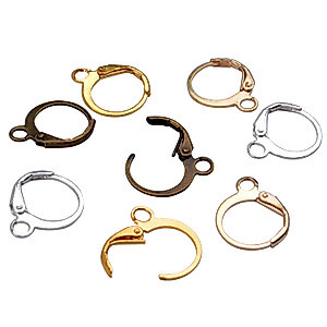 Hypoallergenic Earring Hooks, 120 Pieces Brass Lever Back Earring Round French Hook Ear Wire with Open Loop for Earring Designs Jewelry Making - 4 Colors