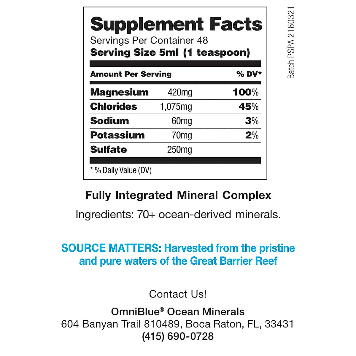 OmniBlue Ocean Minerals | 100% Natural Solar-Harvested Ocean Electrolytes | All Required Macro and Trace Minerals | Not Lab-Made | No Additives … (8 oz.)
