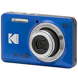 Kodak PIXPRO FZ55 Digital Camera, Blue Bundle with Lexar 32GB High-Performance 800x UHS-I SDHC Memory Card + Deco Photo Point and Shoot Field Bag Camera Case