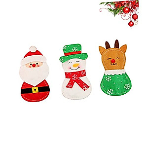 NOLITOY 3 pcs Color Silverware Holders for Holder Dining Fork Table Pocket Holiday Dinner Storage Cover Claus Christmas Elements Decor Festival Supplies Kitchen Spoon Utensil Pockets