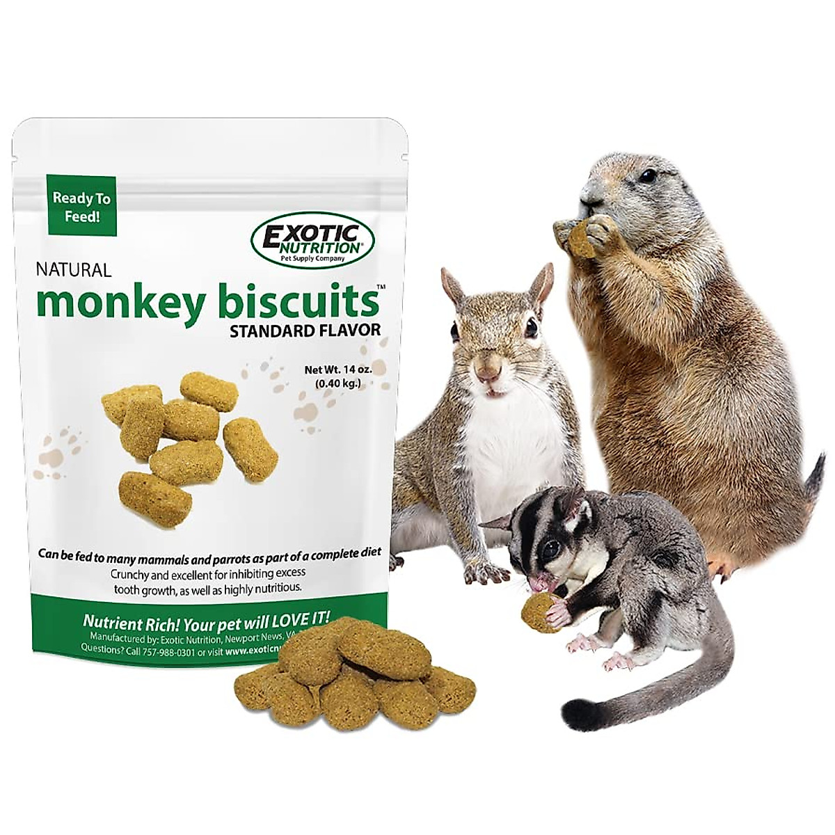 Monkey Biscuits (Standard, 9 lb.) - Healthy & Crunchy Biscuit Treat for Prairie Dogs, Parrots, Squirrels, Sugar Gliders, Hamsters, Rats, Rodents, Amazons, Macaws, Cockatoos, Birds & Other Small Pets