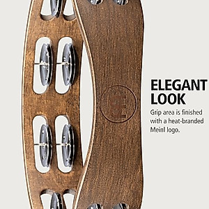 Meinl Percussion Traditional Wood Tambourine with Stainless Steel Jingles, Double Row — NOT Made in China — for All Musicians, 2-Year Warranty (TA2WB)