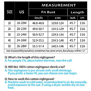 FEREMO 100% Cotton Nightgowns for Women Plus Size Nightgowns Soft Cotton Ladies Nightdress Sleepwear(Pink,4X)